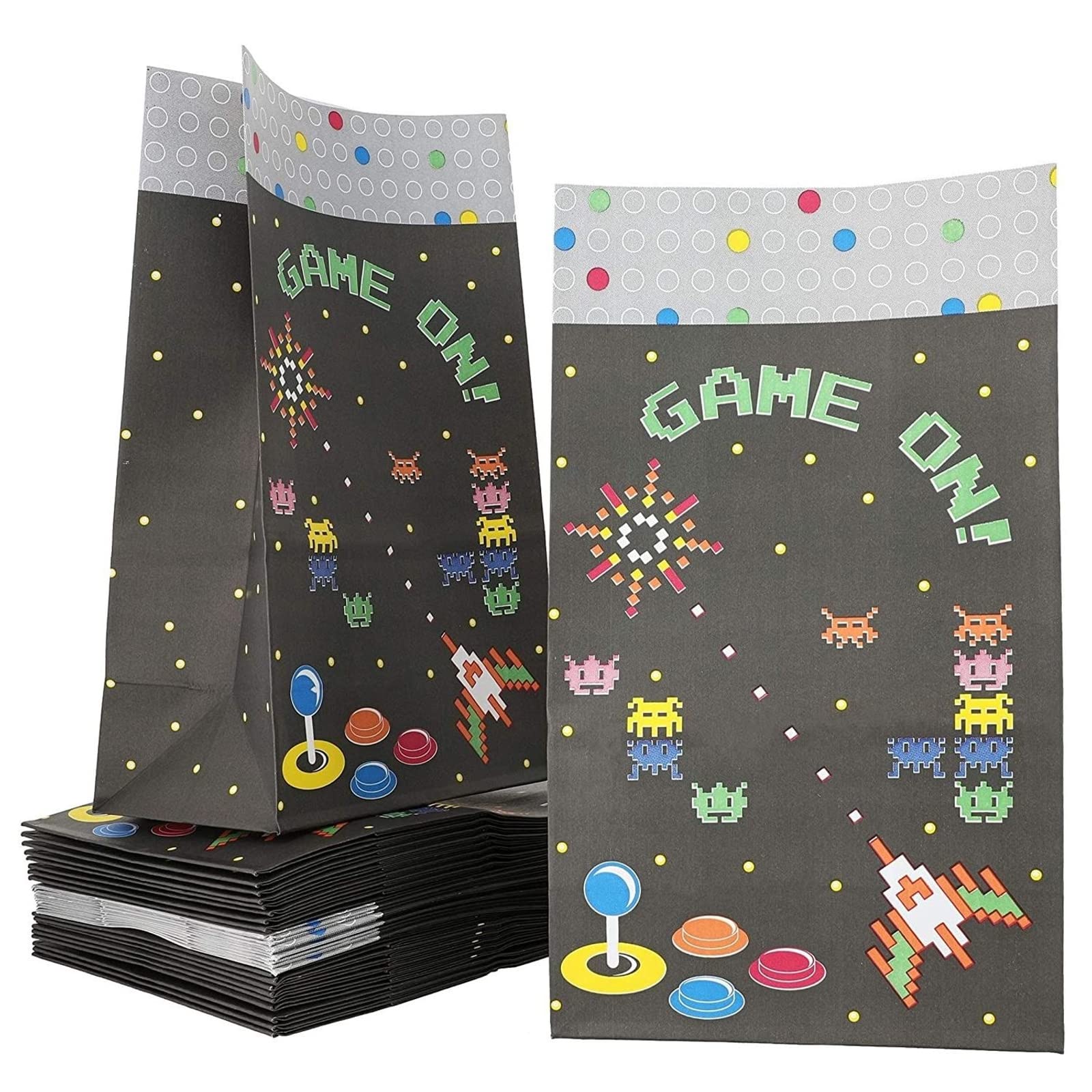 BLUE PANDA 36 Pack Video Game Goodie Bags for Gamer Party Favors, Treats, Retro Arcade Theme (5 x 9 x 3 In)