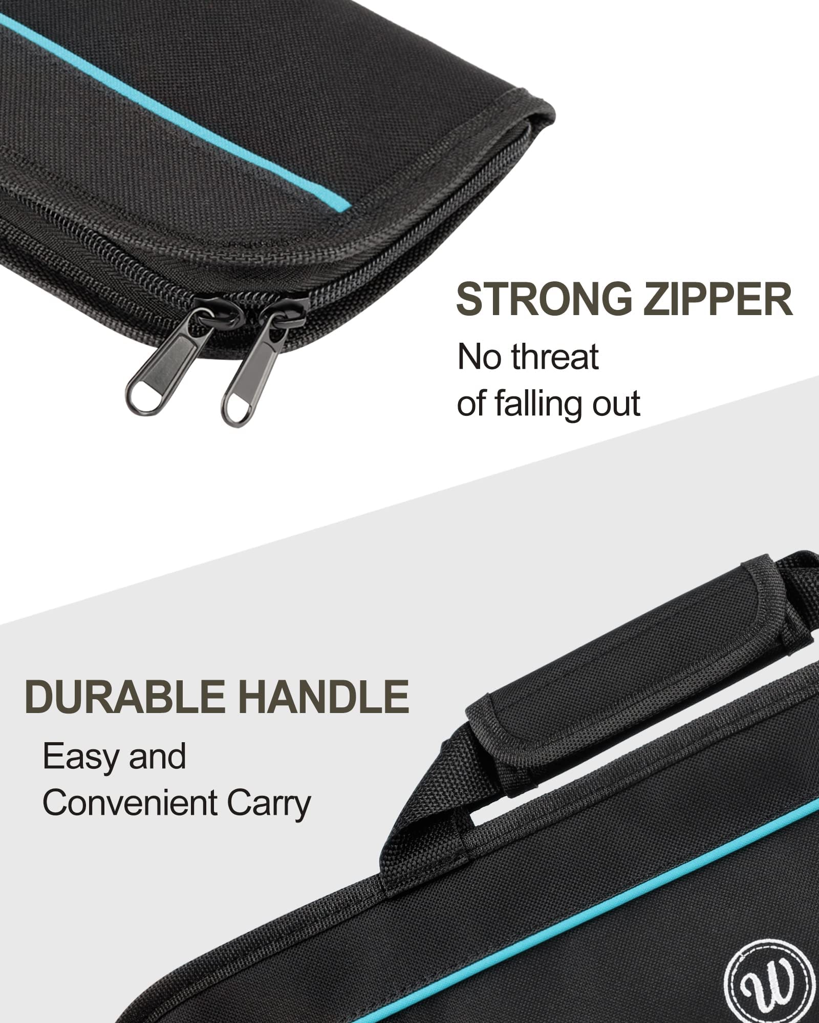 Wessleco Knife Roll, 5-Pocket Chef’s Knife Roll Bag, Knife Bag, Chef Knife Case Nylon Portable Chef Carrying Travel Bag Pouch, Blue(Knives not Included)