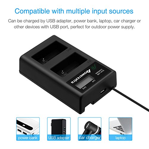 Powerextra 2 Pack Replacement Panasonic DMW-BLC12 Battery and Smart Dual USB Charger with LCD Display for Panasonic Lumix DMC-FZ200, DMC-FZ1000, DMC-G5, DMC-G6, DMC-G7, DMC-GX8, DMC-G85, DMC-GH2
