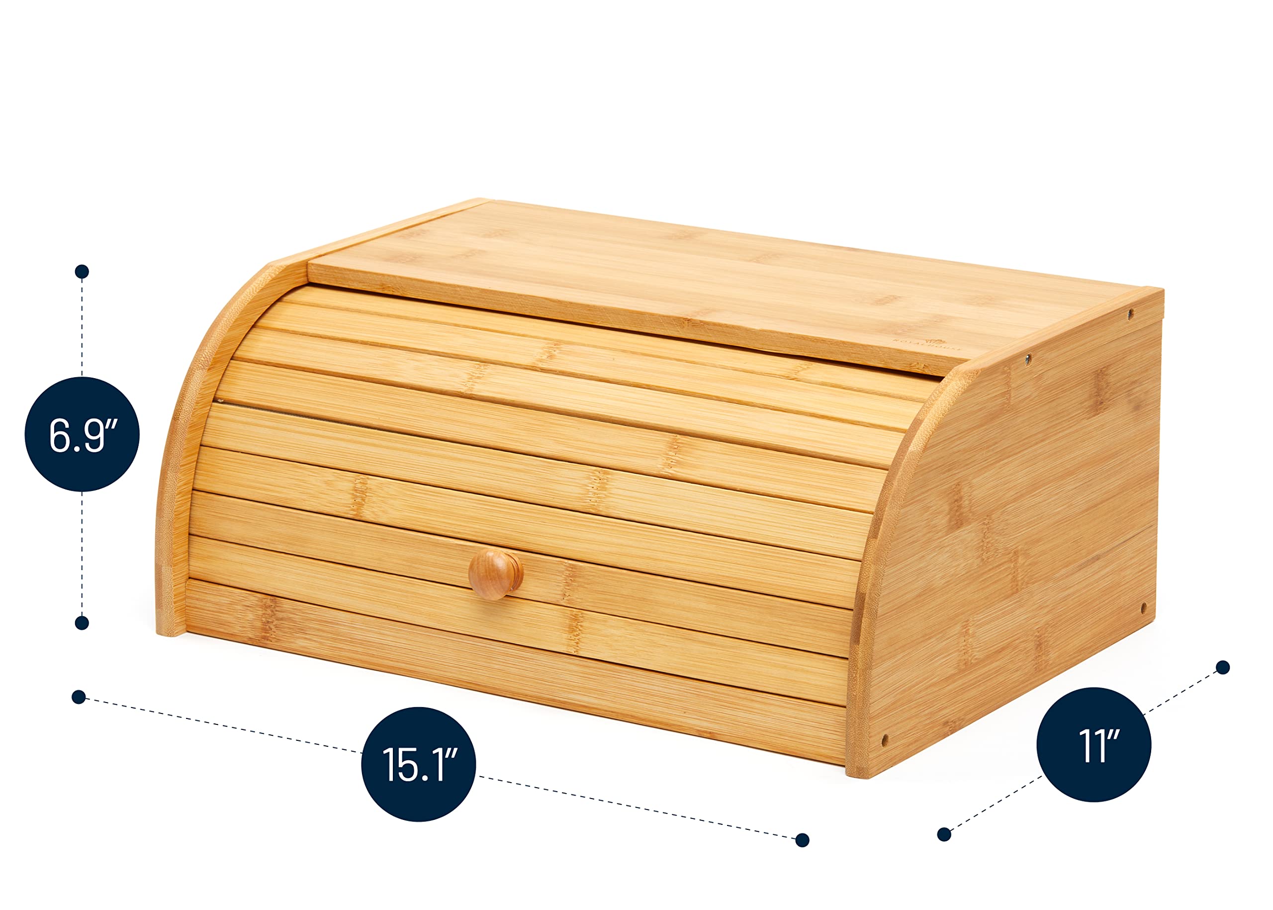 RoyalHouse Premium Bamboo Bread Box, Bread Storage And Organizer, Organizer For Kitchen Countertop, Assembly Required