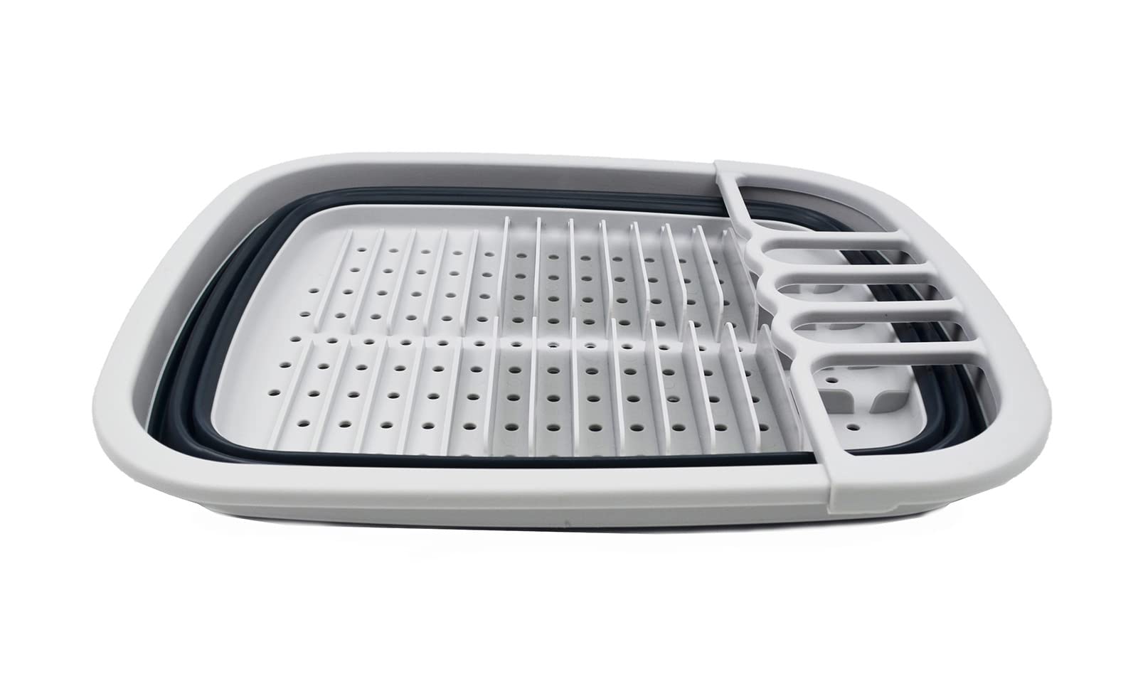 SAMMART 8L (2.11Gallons) Collapsible Dish Drainer - Foldable Drying Rack - Portable Dinnerware Organizer - Space Saving (Grey/Slate Grey)