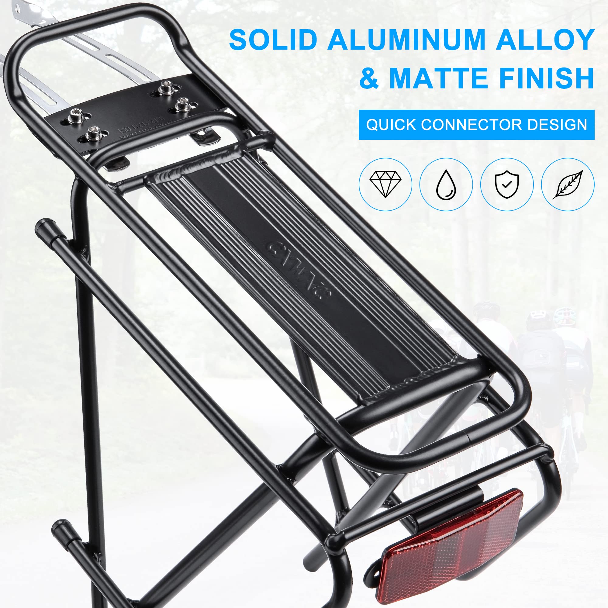 CXWXC Rear Bike Rack - Bike Cargo Rack for Disc Brake/Non-Disc Brake Mount - Bicycle Pannier Rack, Touring Carrier Rack fit 26”-29” and 700c