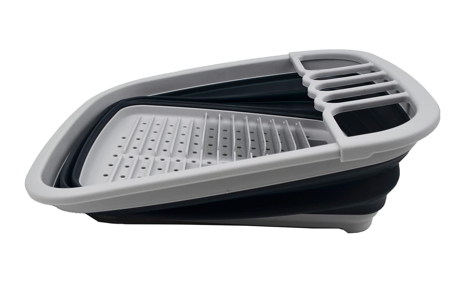 SAMMART 8L (2.11Gallons) Collapsible Dish Drainer - Foldable Drying Rack - Portable Dinnerware Organizer - Space Saving (Grey/Slate Grey)