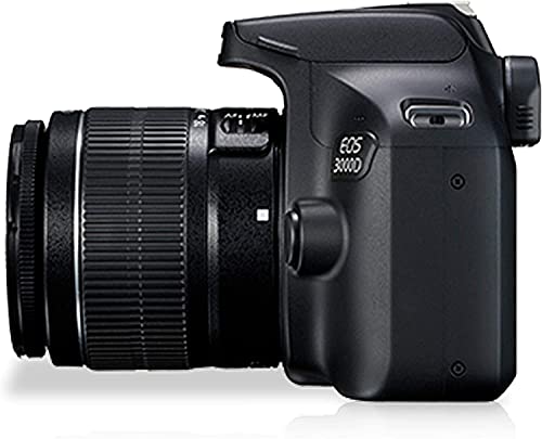 Canon EOS 3000D (Rebel T100) DSLR Camera with EF-S 18-55mm DC III & 75-300mm Lenses Deluxe Accessory Bundle – Includes: 2X SanDisk Ultra 64GB Memory Card, Spare Battery, Black (Renewed)