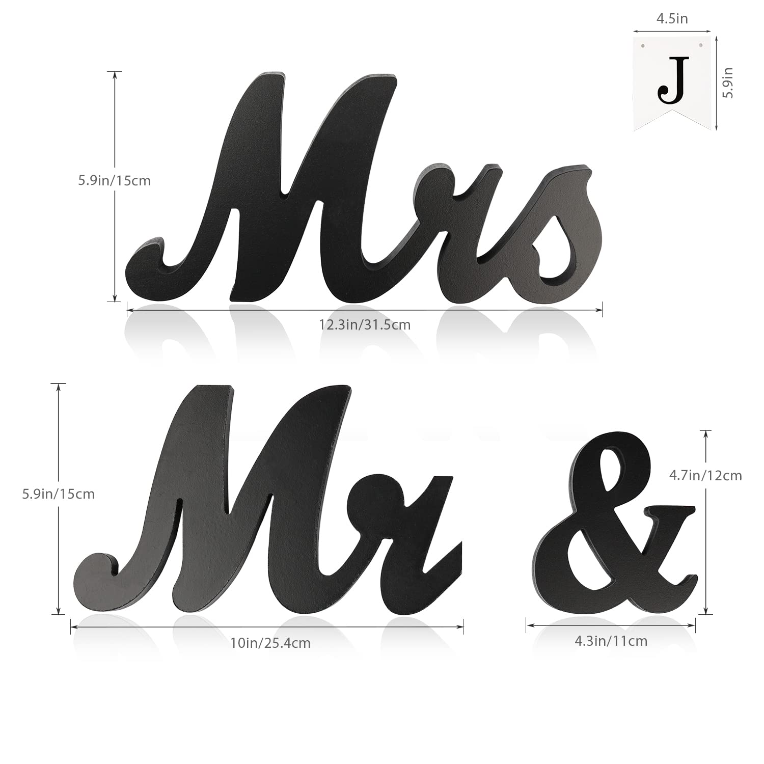 Nine to Nine Wedding Decorations Set, Large Mr and Mrs Sign & Just Married Banner, Mr & Mrs Signs for Wedding Table, Wooden Letters Wedding Decor, Wedding Decorations for Reception, Ceremony and Anniversary Party Valentine's Day Decor, White