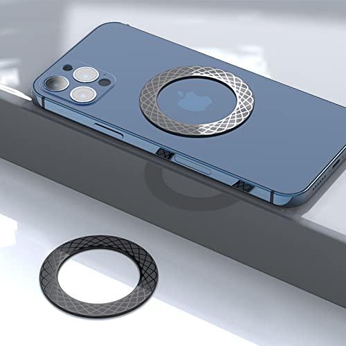 Universal Magnetic Ring, Magnetic Wireless Charging Conversion Kit,Magnetic Wireless Charger Universal Metal Rings Compatible with iPhone 13/13 Pro/13 mini/13 Pro Max/12, Galaxy S21 etc(Black - 2pcs)