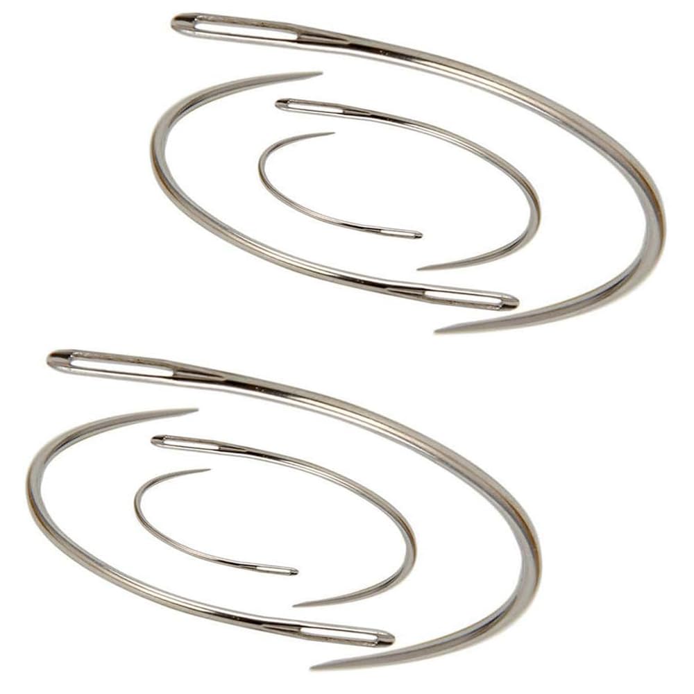 SaiDian 2 Sets 2'' / 2.5'' / 3 ''/ 3.5 '' Curved Leather Hand Sewing Needles C Type Needles for Carpet Leather Canvas Repairing Weaving Crafts