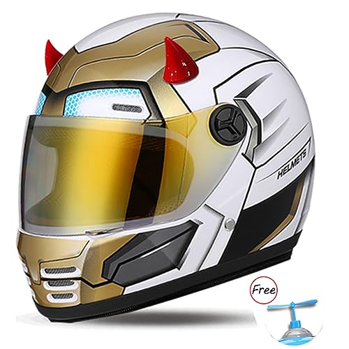 Full Face Electric Motorcycle Helmet Cute Kids Four Wheeler ATV Dirt-Bike Helmets, Lightweight MTB BMX Skating Cycling Scooter Helmet DOT Approved 5-14 Years Boys Girls Jet Kart Helmet-F||50-56cm