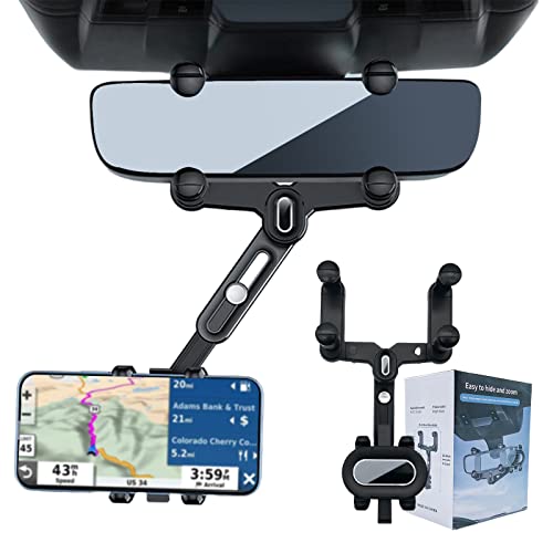 VOKEEH Phone Holder Rearview Mirror Phone Holder for Car, Phone Holder Mount,Rotatable and Retractable 360-degree Rotation Adjustment for 99% Mobile Phones & Car