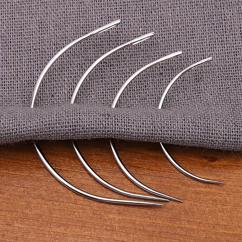 SaiDian 2 Sets 2'' / 2.5'' / 3 ''/ 3.5 '' Curved Leather Hand Sewing Needles C Type Needles for Carpet Leather Canvas Repairing Weaving Crafts