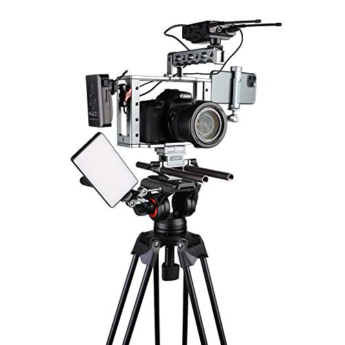 Heavy Duty Tripod, Camera Video Tripod with Fluid Head Aluminum Twin Tube 74.4 inch, Max Loading 17.6 LBS, for Canon Nikon Sony DSLR Camcorder Camera