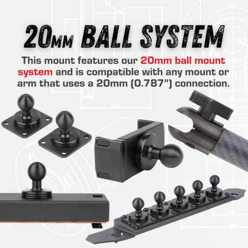 Bulletpoint Dash Mount Cell Phone Holder with 7cm Carbon Fiber + Kevlar Mounting Arm Compatible with iPhone and Android Smartphones - Fits 20mm (0.787 inches) Attachment Ball