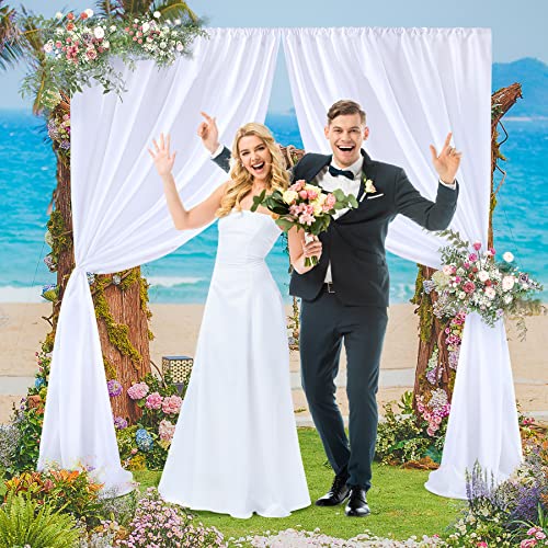 10ft x 10ft White Backdrop Curtain for Parties Thick Polyester White Wedding Drapes Panels Satin Curtains Decoration Back Drop Cloth for Photography Baby Shower Birthday Party