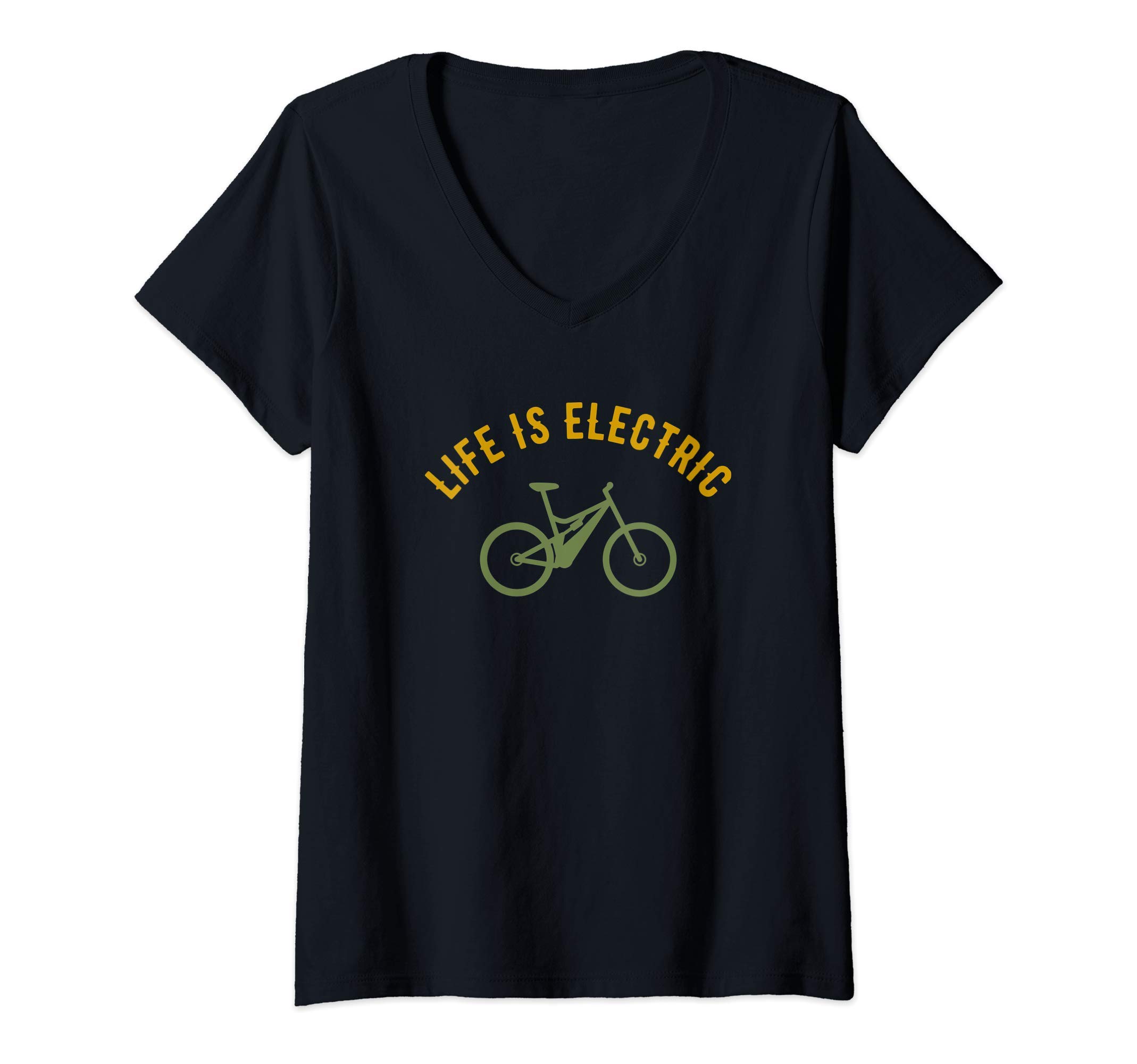 Womens Life is Electric E-Bike V-Neck T-Shirt