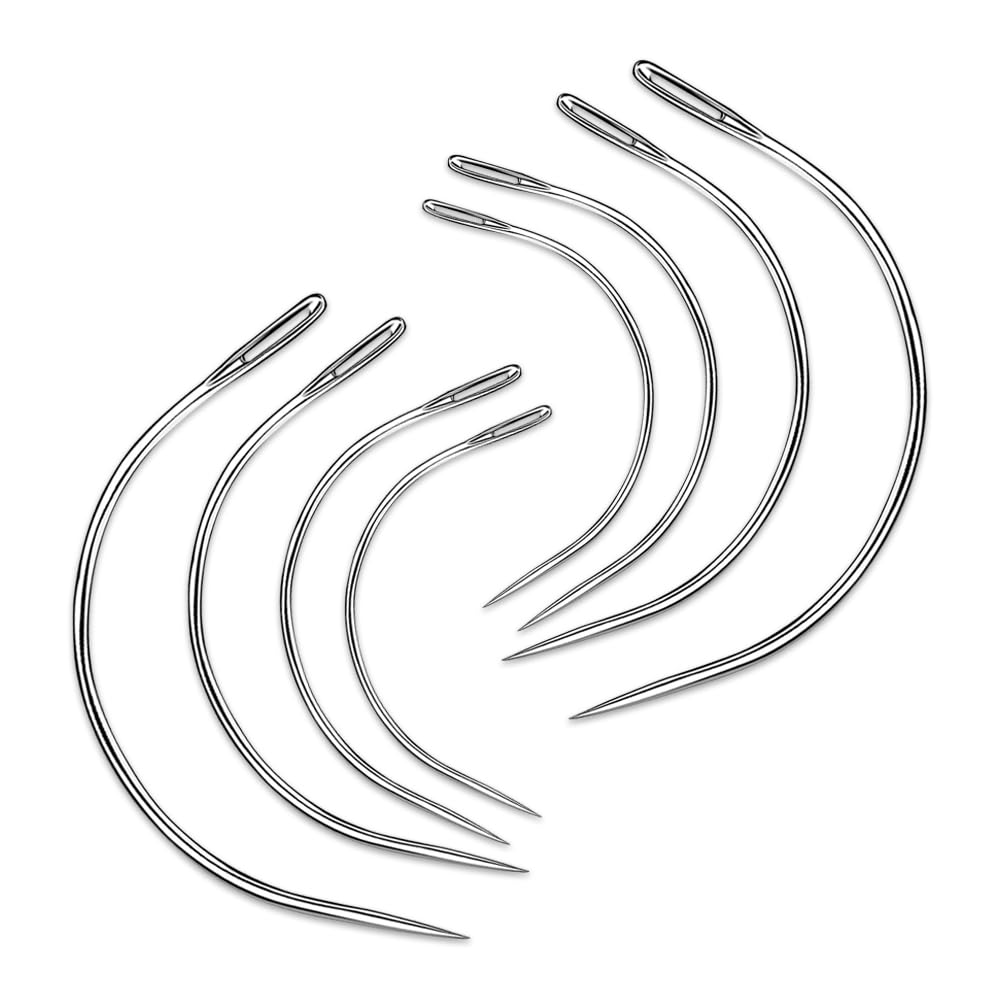 SaiDian 2 Sets 2'' / 2.5'' / 3 ''/ 3.5 '' Curved Leather Hand Sewing Needles C Type Needles for Carpet Leather Canvas Repairing Weaving Crafts