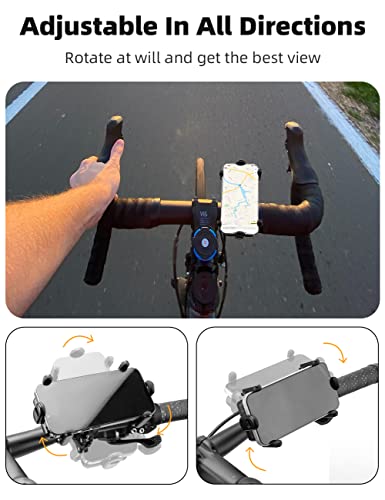 ROCKBROS Bike Phone Holder- Adjustable Motorcycle Phone Mount Handlebar Clip for Bicycle Scooter, Cell Phone Clamp for 4.1" - 6.7" Smartphones iPhone 14 Plus/Pro Max, 13 Pro Max, S9, S10 and More