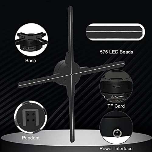 WISVANAI 3D Hologram Advertising Display Fan 20.5inch, WiFi, Bluetooth Speaker Added Hologram Fan with High Resolution 576 LED Beads