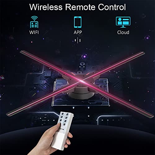 WISVANAI 3D Hologram Advertising Display Fan 20.5inch, WiFi, Bluetooth Speaker Added Hologram Fan with High Resolution 576 LED Beads