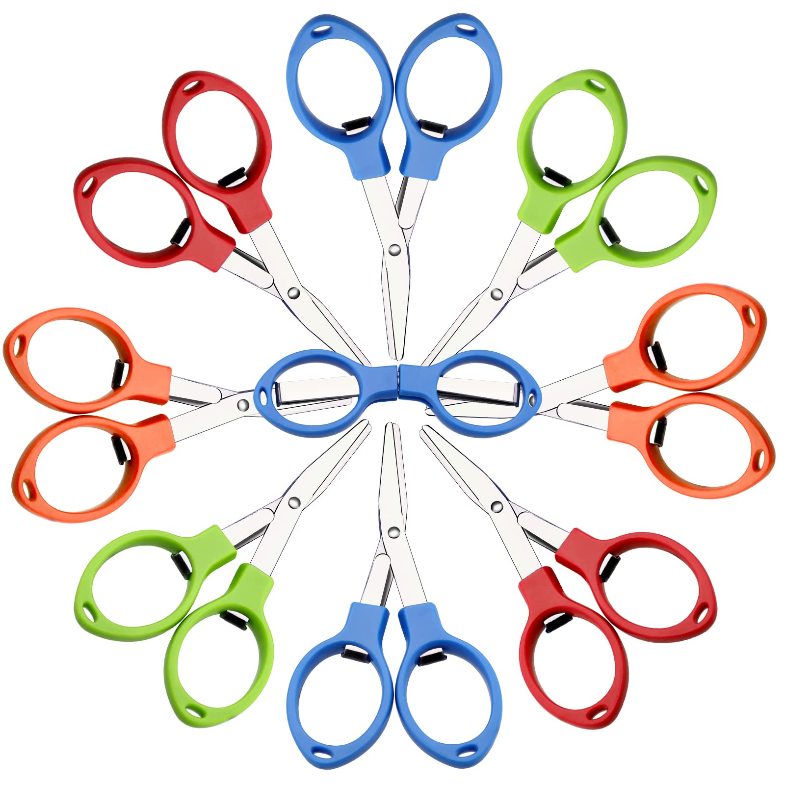8Pcs Stainless Steel Scissors Folding Christmas Mini Scissor Anti Rust Portable Keychain Scissors Small Glasses Shaped Compact Shear Telescopic Cutter for Travel School Office