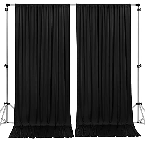 10 ft x 8 ft Wrinkle Free Black Backdrop Curtain Panels, Polyester Photography Backdrop Drapes, Wedding Party Home Decoration Supplies