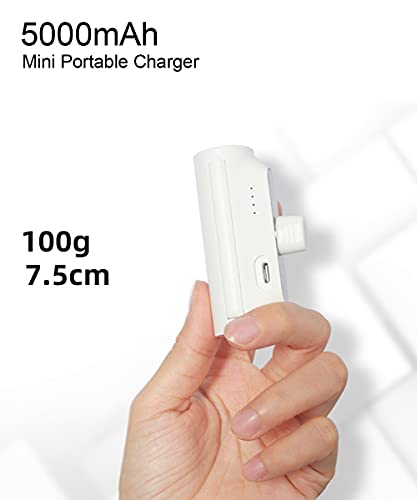UNRMZIU Power Bank Portable Charger with Built in Connector 5000mAh Compact External Battery Pack Compatible with iPhone13/13 mini/13 Pro Max/12/12 mini/12 Pro/SE 2020/11/11Pro/XS/XR/X/8/8(White)