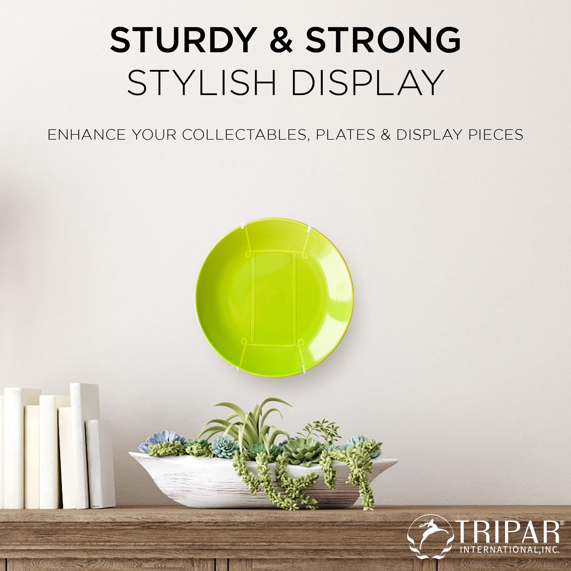 TRIPAR 5-7.5-Inch White Vinyl Plate Wire Wall Plate Hanger