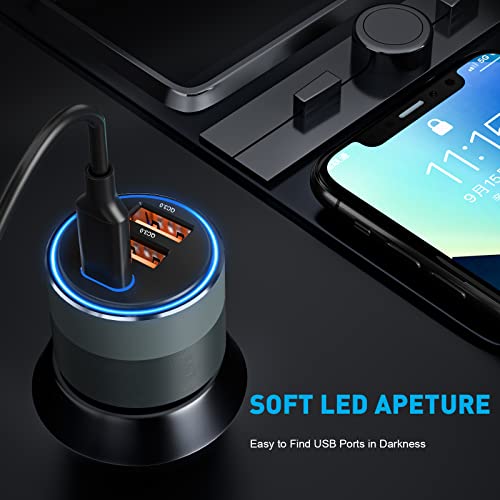 SONRU USB C Car Charger, 66W/9A PD3.0 Dual QC 3.0 Fast USB C Car Charger Adapter with LED Ambient Light, for iPhone 13/12/11/X/XR,