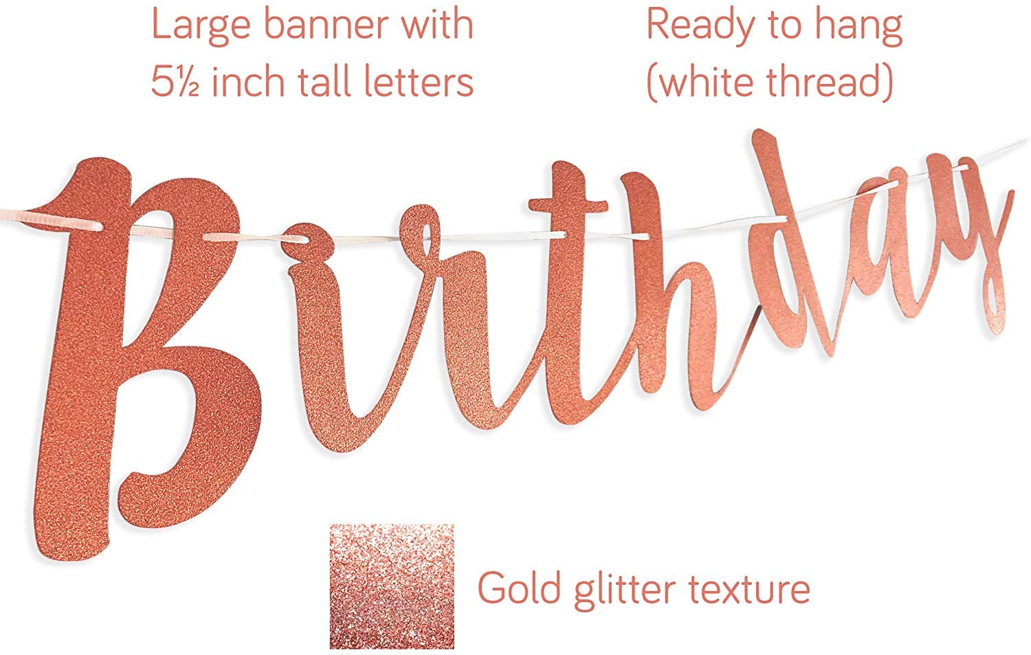 Rose Gold 21st Bunting Birthday Banner - Great Decoration to Celebrate Milestone Birthday - Keepsake for Her