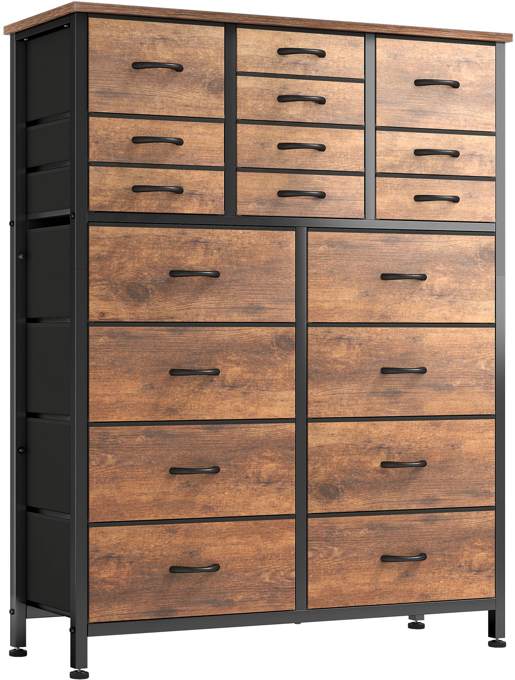 Lulive 18 Drawer Dresser, Tall Dressers for Bedroom, Large Capacity Fabric Dresser & Chest of Drawers for Hallway, Entryway, Closet, Living Room (Rustic Brown)