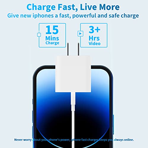 iPhone Charger Fast Charging 3Pack Apple MFi Certified USB C Charger Lightning Cable USB-C Wall Charger 20W with 6ft USB C to Lightning Cable for iPhone 14 13 12 11 Pro XR XS Max X 8 Plus iPad AirPods