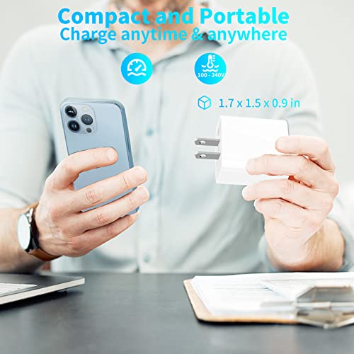 iPhone Charger Fast Charging 3Pack Apple MFi Certified USB C Charger Lightning Cable USB-C Wall Charger 20W with 6ft USB C to Lightning Cable for iPhone 14 13 12 11 Pro XR XS Max X 8 Plus iPad AirPods