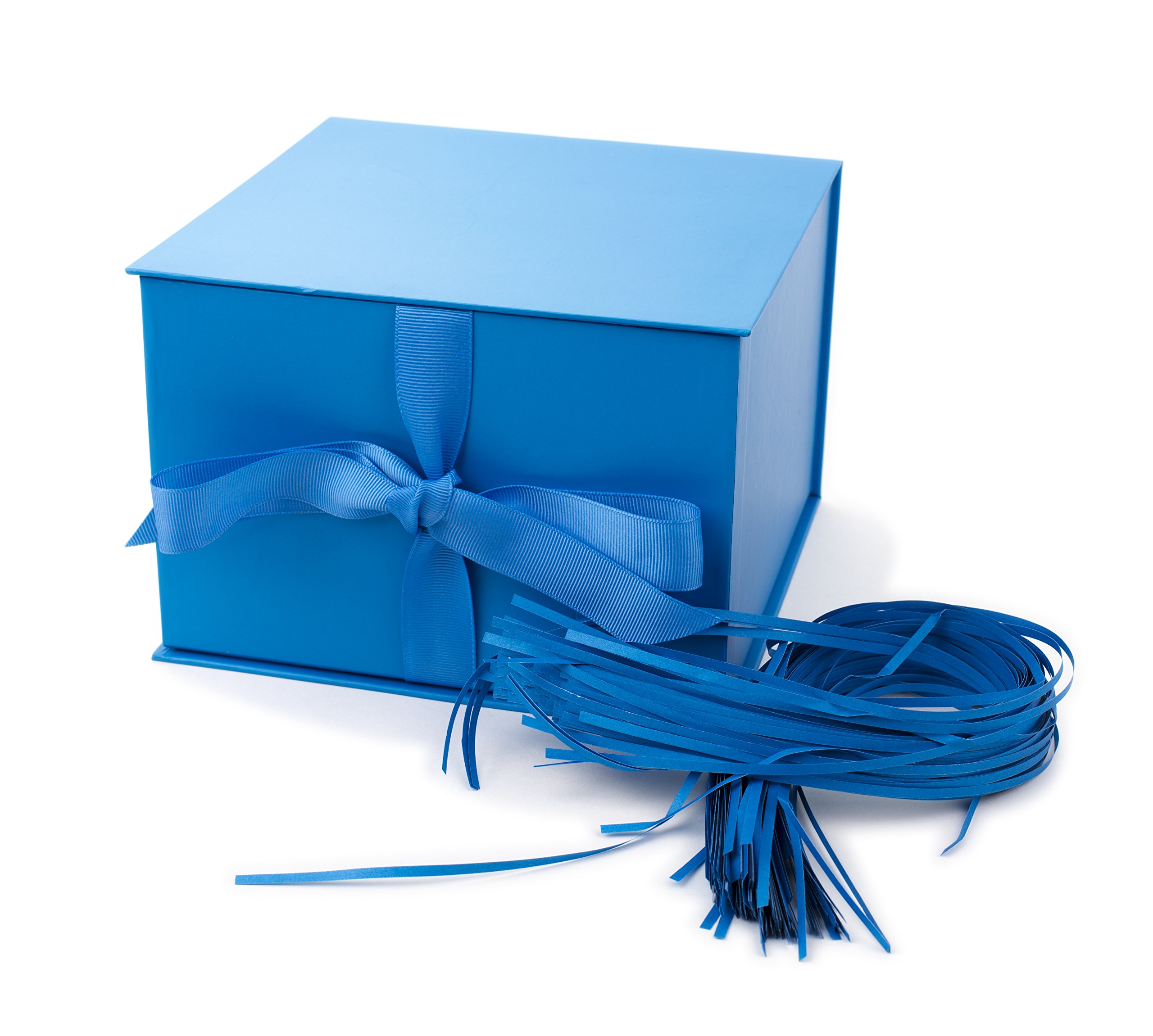 Hallmark 7" Gift Box with Lid and Paper Fill (Blue) for Hanukkah, Christmas, Holidays, Father's Day, Birthdays, Baby Showers and Graduations