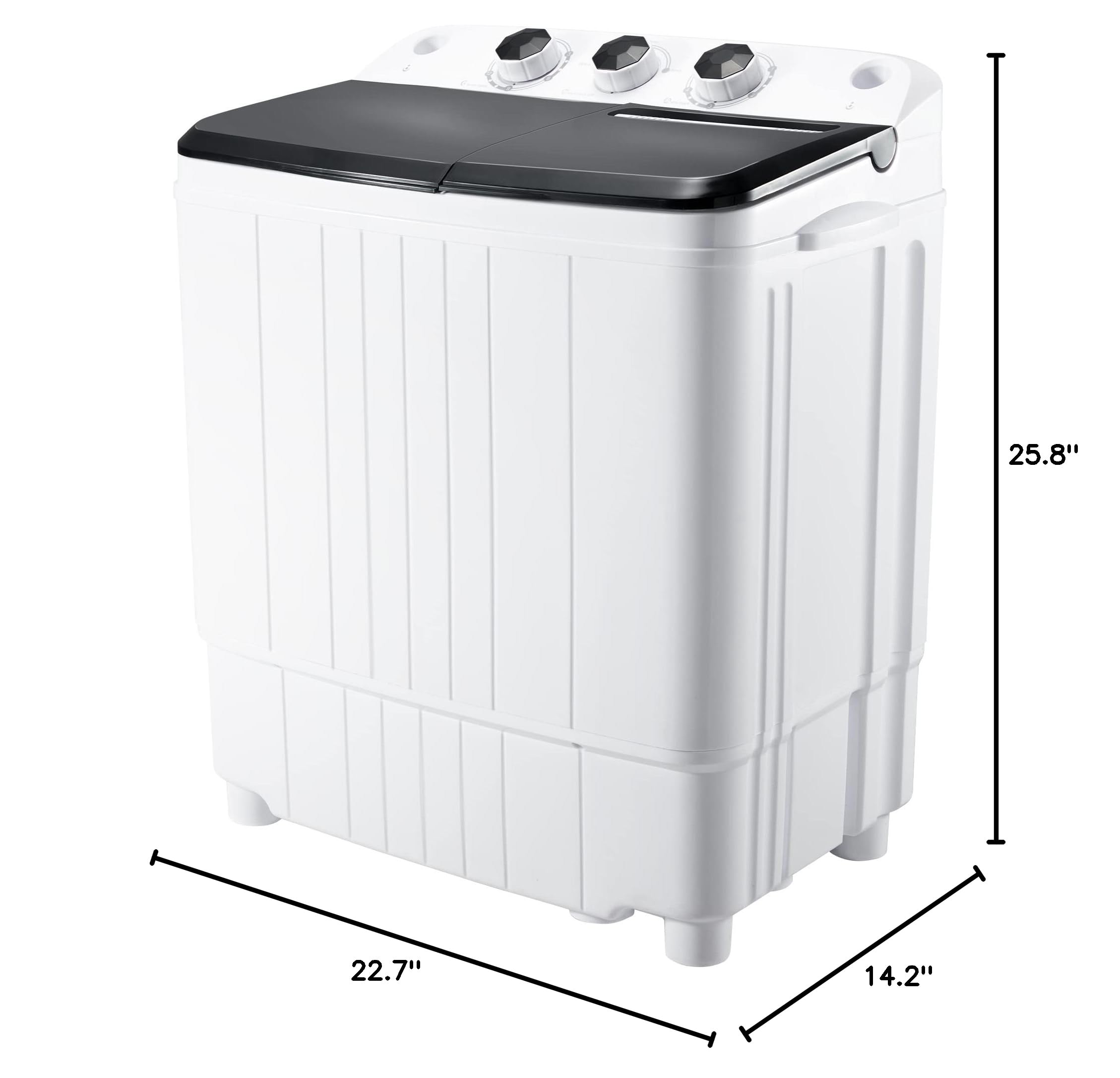Portable Washing Machine 15Lbs Capacity Washer and Dryer Combo 2 In 1 Mini Compact Twin Tub Washing Machine Laundry Washer(9Lbs) & Spinner(6Lbs) with Built-in Gravity Drain Pump,Low Noise and Easy Store for Apartment,Dorms,RV Camping (Black)