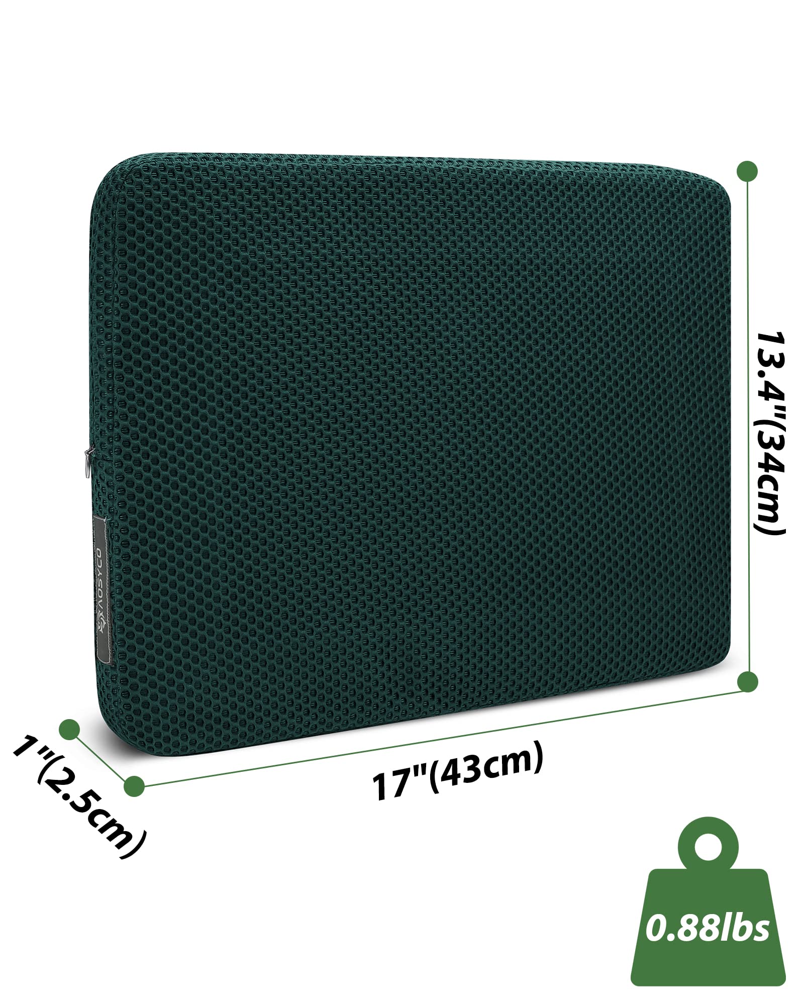 AOSYCO 4D Airflow Seat Cushion, Long Sitting Office Chair Pad, Pressure Relief Cushion Butt Lumbar Back Support, Extremely Easy Cleaning for Wheelchairs, Outdoor Patio with Covers, 1in (Height)