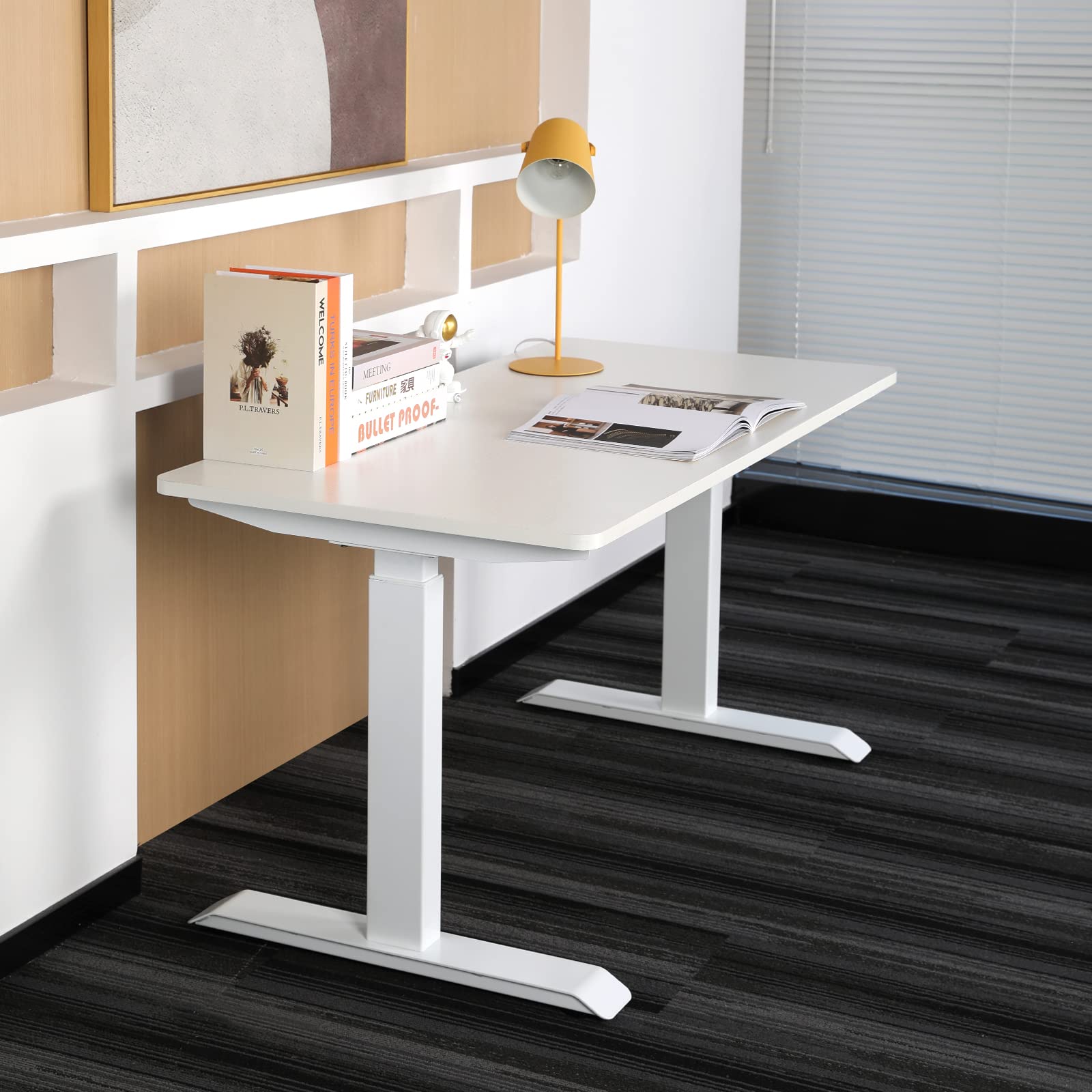 AIMEZO 47 x 24 inch Table Top Solid One-Piece Table Top Universal Desk Top for Standing and Sit to Stand Height Adjustable Desk FramesWhite