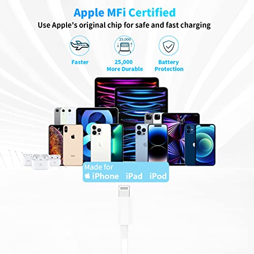 iPhone Charger Fast Charging 3Pack Apple MFi Certified USB C Charger Lightning Cable USB-C Wall Charger 20W with 6ft USB C to Lightning Cable for iPhone 14 13 12 11 Pro XR XS Max X 8 Plus iPad AirPods