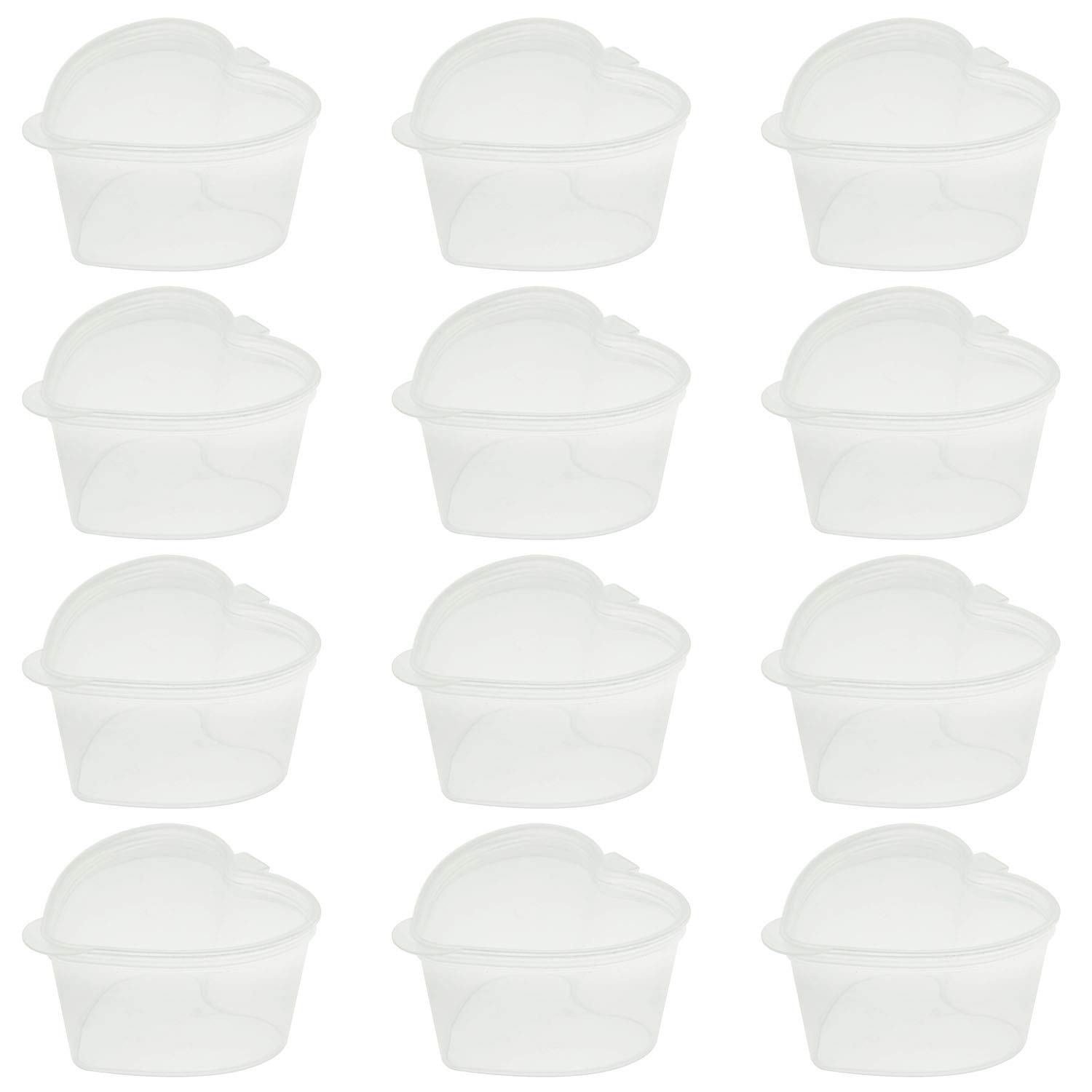 Tegg Storage Box 32PCS 1.5 oz Heart Shaped Transparent Plastic Storage Containers with Lids for Slime Foam Ball