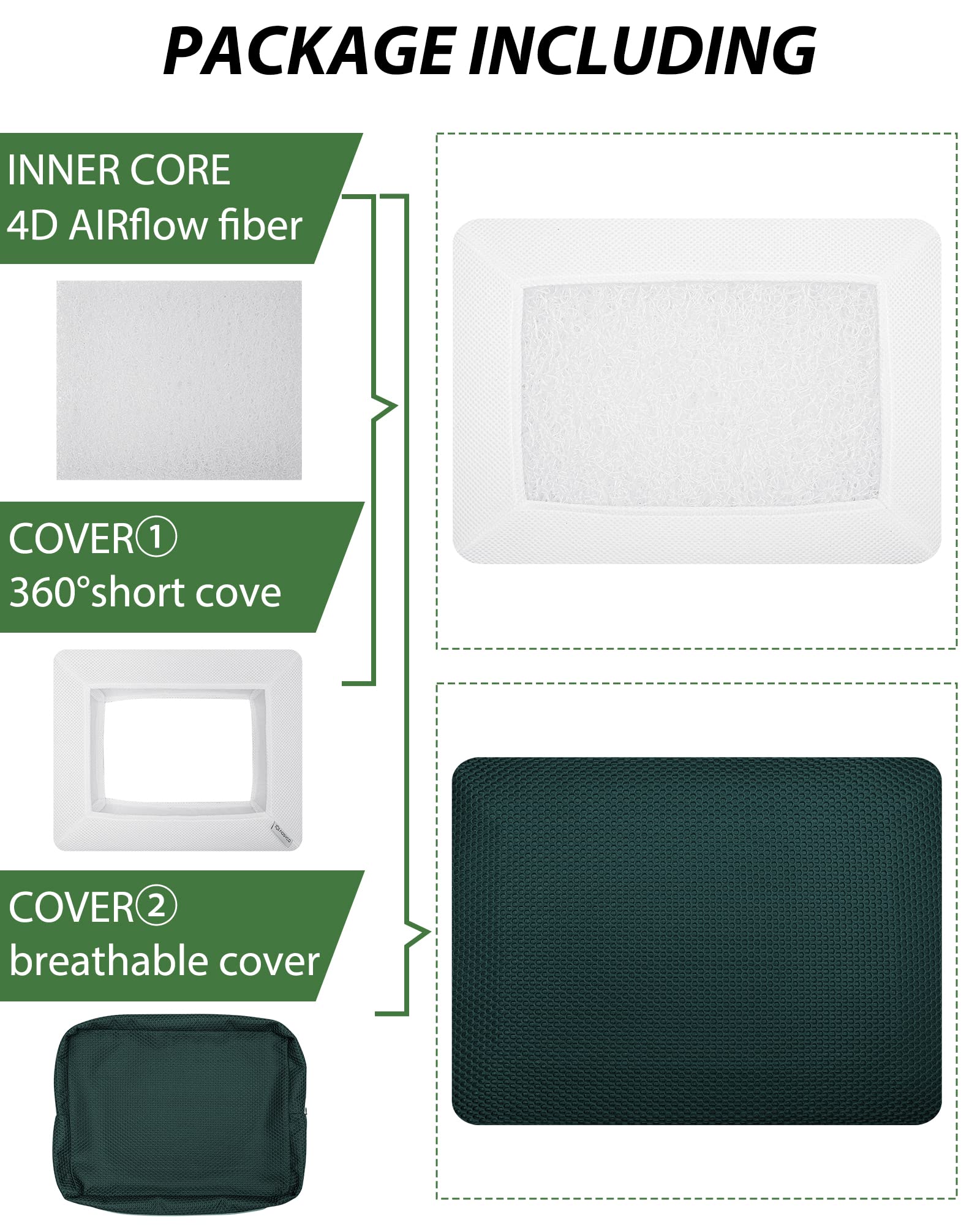 AOSYCO 4D Airflow Seat Cushion, Long Sitting Office Chair Pad, Pressure Relief Cushion Butt Lumbar Back Support, Extremely Easy Cleaning for Wheelchairs, Outdoor Patio with Covers, 1in (Height)