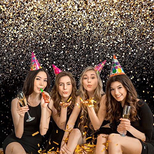 WOLADA 7x5FT Gold Backdrop Glitter Backdrop Gold Spots Bokeh Backdrop Black and Gold Backdrop Wedding Backdrop Gold Backdrop for Parties Vinyl Photography Backdrop 11176