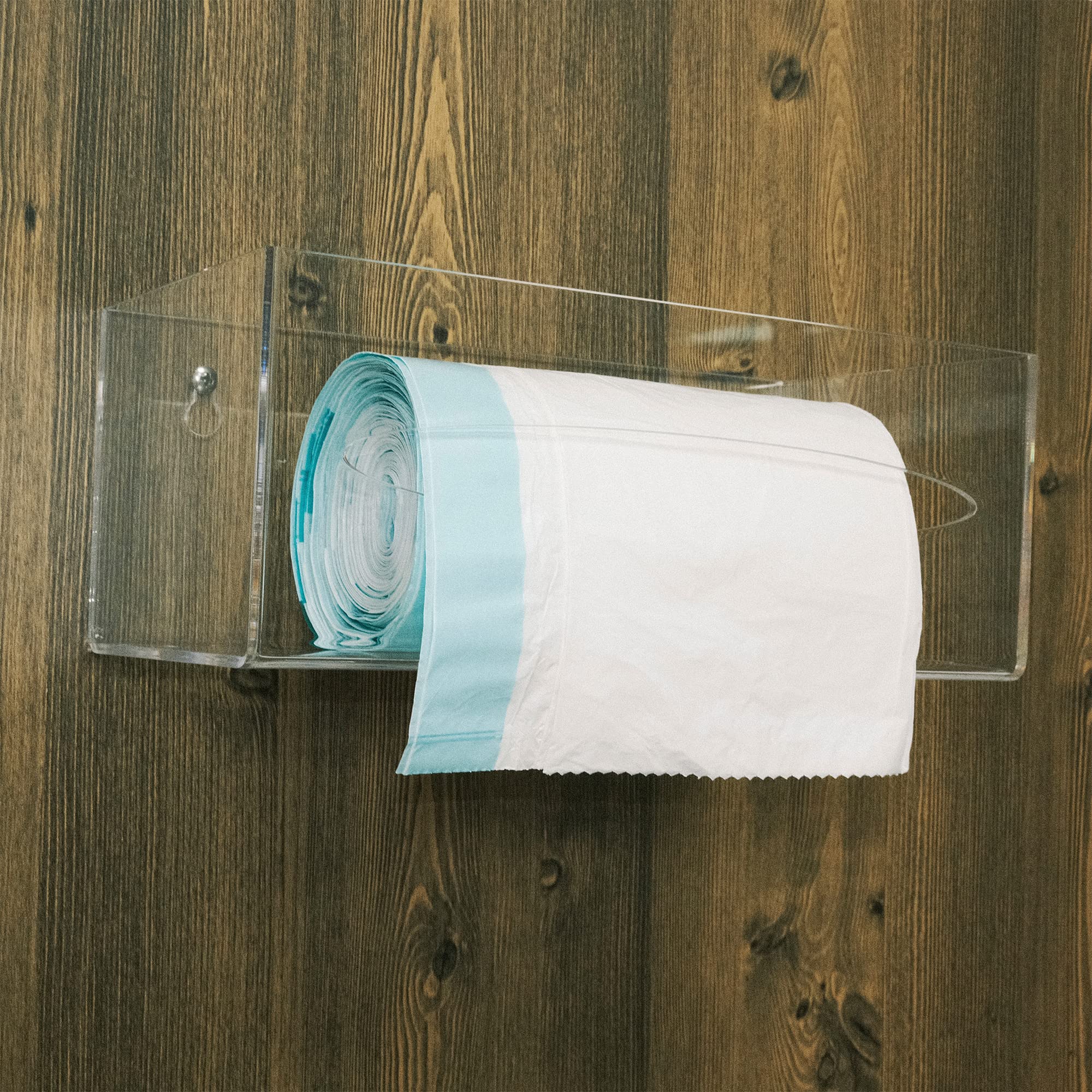SEANADO Trash Bag Dispenser Holder, Wall Mount Acrylic Kitchen Single Side Loaded Organizer Storage Box Holder for Garbage Bag Grocery Bag Plastic Bag(10 x 4.7X 4inches)