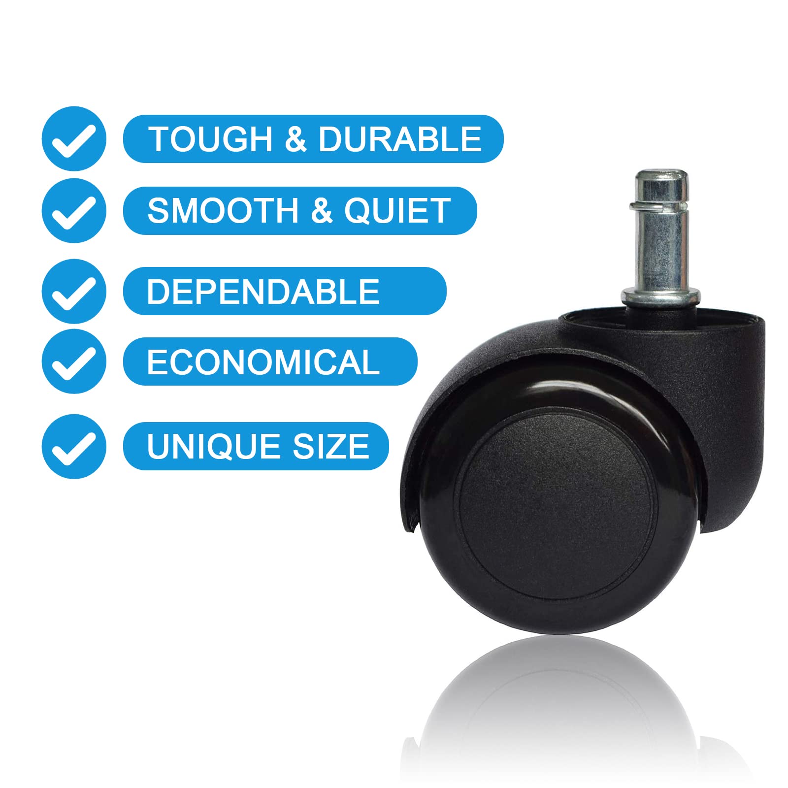 AAGUT 2" Swivel Caster Wheel Replacement Stem 10mm for Office Chair Furniture Accessories 5 Pack,Chair Caster Wheels