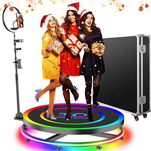ZTGYGY 360 Photo Booth Machine 80cm for 3 People with Flight Case, Free Custom Logo,Remote Control Automatic 360 Spin Camera Booth Selfie Platform for Parties (80cm/31.5“ + Flight Case)