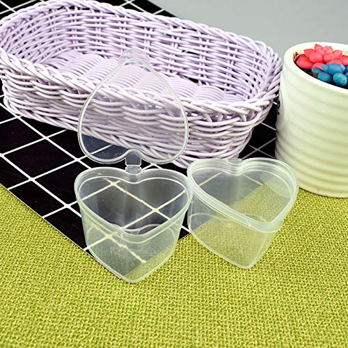 Tegg Storage Box 32PCS 1.5 oz Heart Shaped Transparent Plastic Storage Containers with Lids for Slime Foam Ball