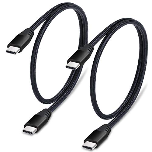 Short USB C to USB C Cable, Besgoods 1.5ft USB 2.0 Type C Charger Fast Charging & Data Transfer Braided Cord Compatible with Samsung Galaxy S22 Ultra/S21/S20/A53/Note10,Pixel 6/5,iPad -2Pack,Black