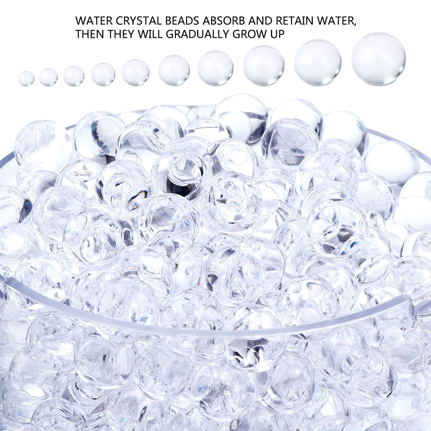 EBOOT 10000 Pieces Gel Soil Water Crystal Beads Gel Jelly Water Gems Vase Filler (Clear)