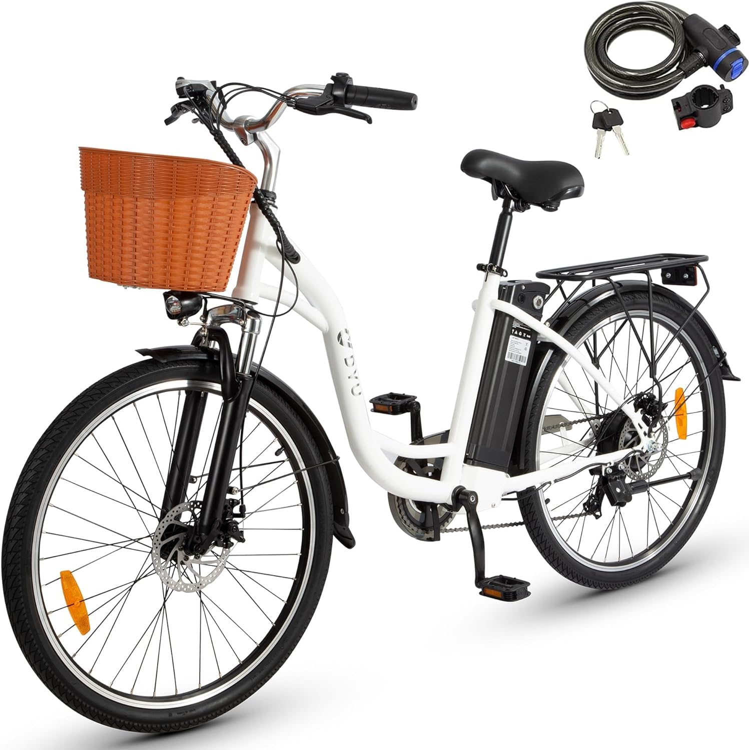 DYU Electric Bike for Adults, 26" Ebike with Peak 500W Brushless Motor, Up to 50Miles Commuting Electric Bike with 562Wh Removable Battery, 7-Speed, UL Certified