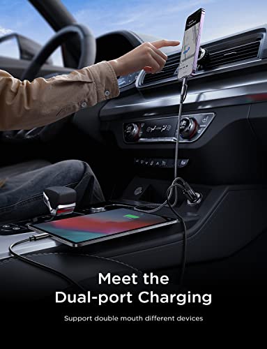 USB C Car Charger Fast Charging, 60W PD (30W+30W) Super Fast Car Charger, iPhone Car Charger Samsung Car Charger with 3.3ft C to C/L Cable for iPhone 14 13 12 iPad Samsung Galaxy S23/22 Google Pixel