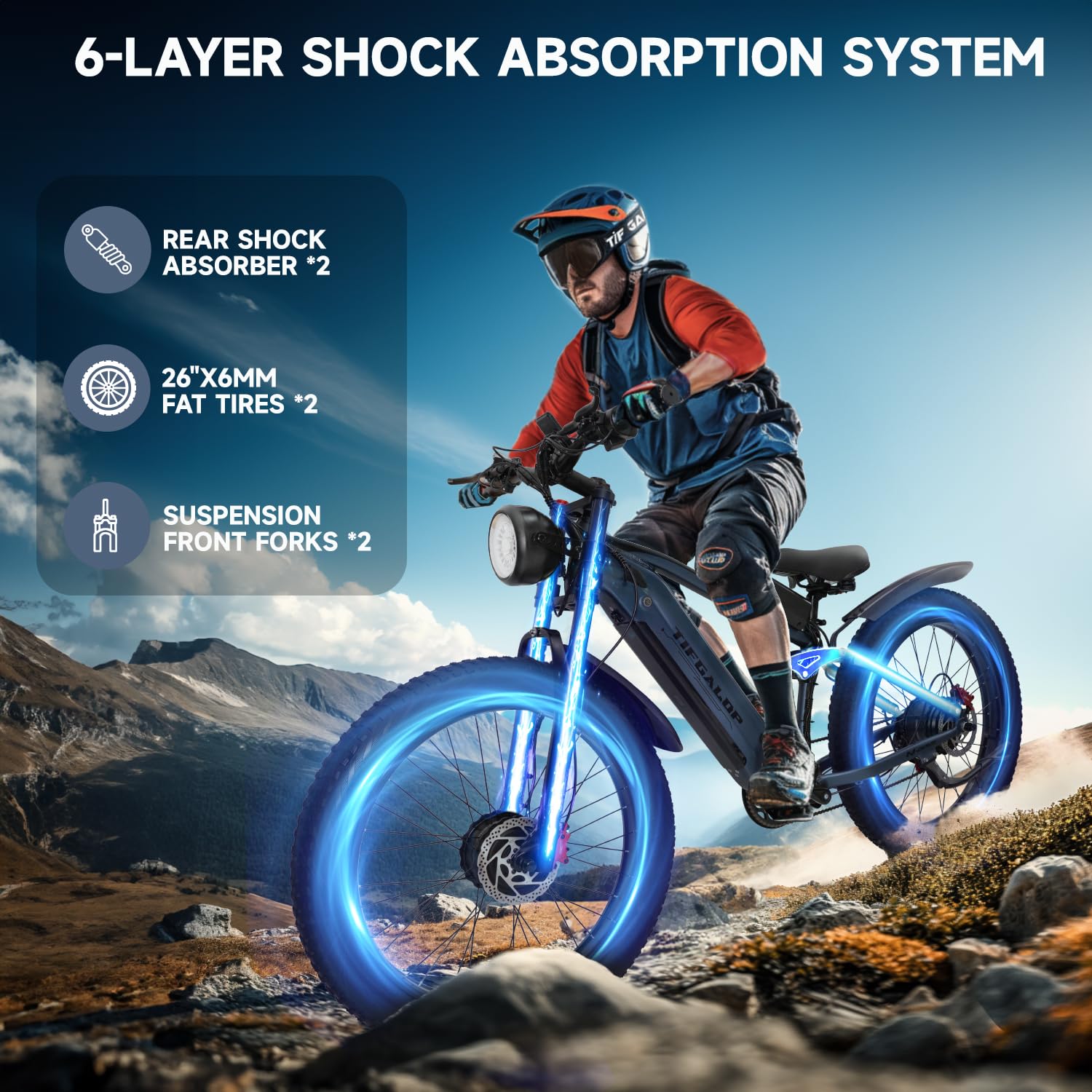 COFANSON 2000W Electric Bicycle for Adults- Moped Style Ebike with 1144WH Battery Pack up to 50 Miles 37MPH, 26" Fat Tire, 7-Speed, 6-Layer Suspension