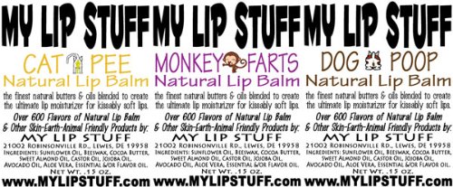 My Lip Stuff Prankster Pack (Monkey Farts, Dog Poop, cat Pee) Natural Lip Balm Set