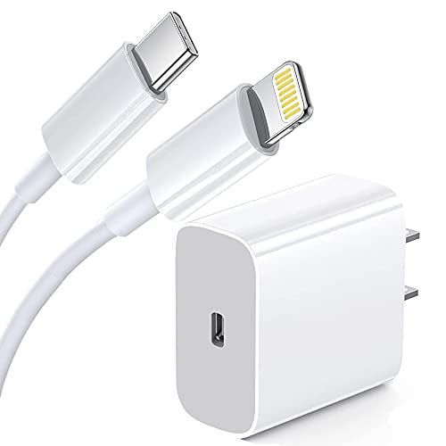 iPhone Fast Charger, [Apple MFi Certified] 20W PD USB C Wall Charger Block Power Adapter with 6FT Type C to Lightning Cable Cord for iPhone 14/14 Pro Max/13/13Pro/12/12 Pro Max/11/11Pro/XS/XR/X